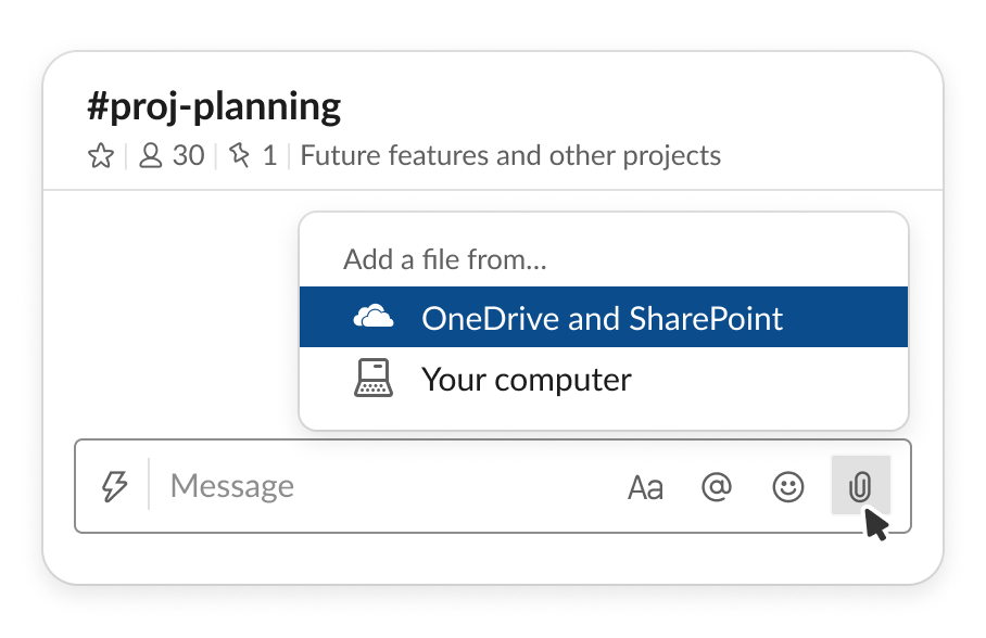 Built by Slack | OneDrive and SharePoint | Slack