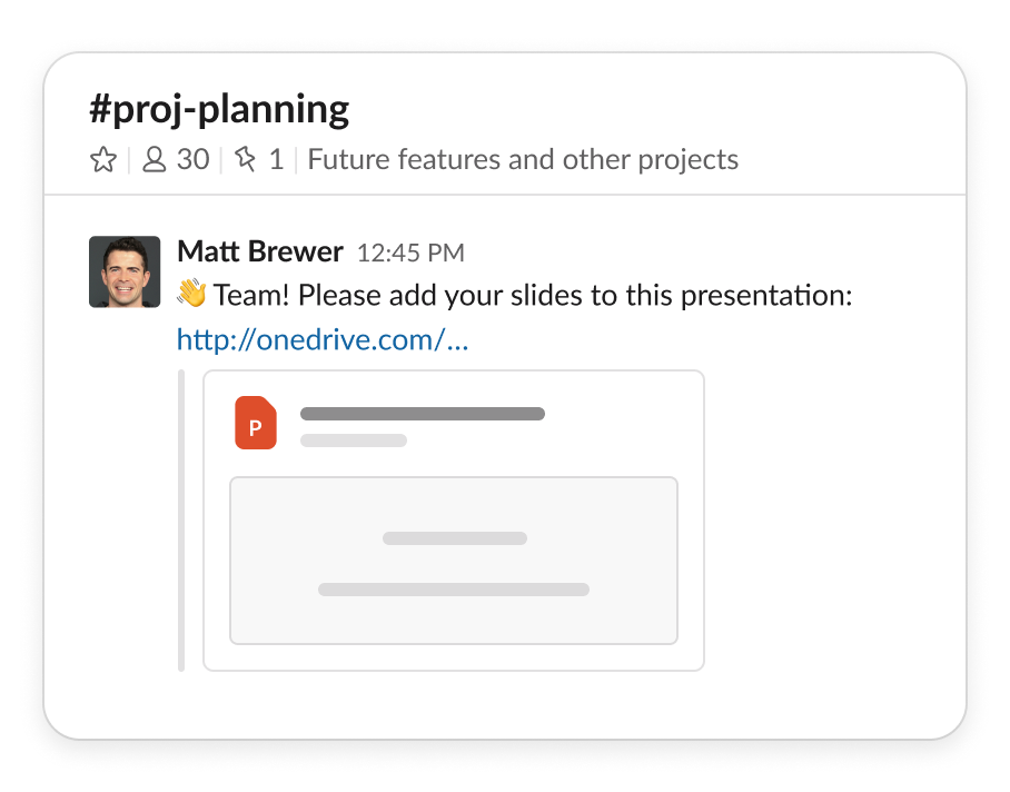 Built by Slack | OneDrive and SharePoint | Slack