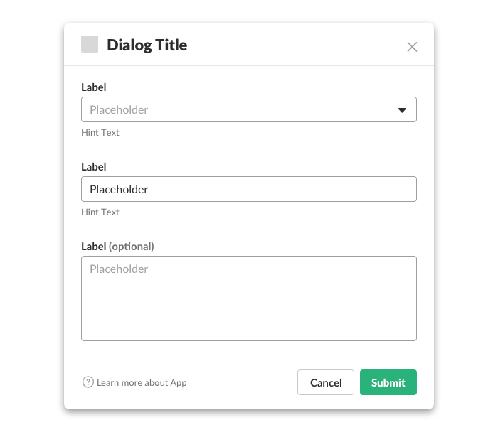 Creating useful dialogs | Slack