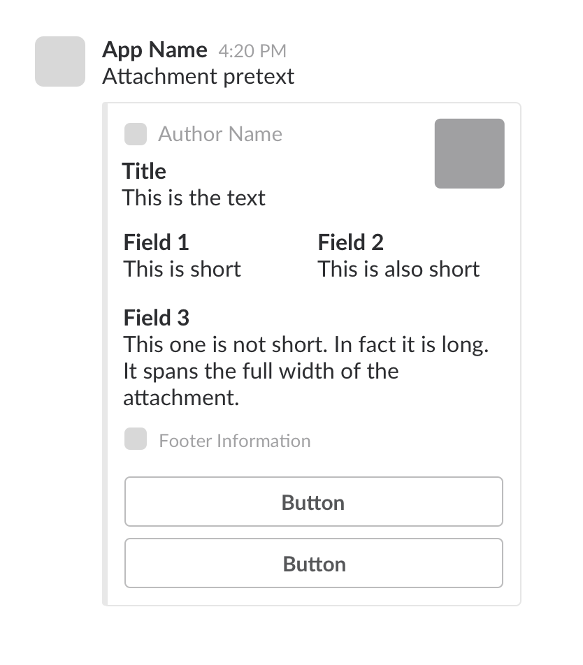 Reference: Secondary message attachments | Slack